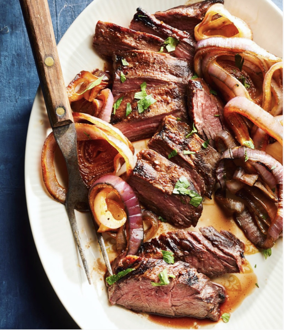 Strawberry Balsamic Glazed Steak with Caramelized Onions